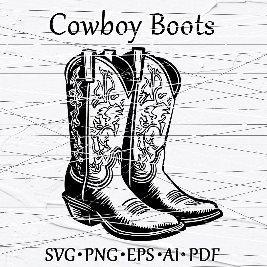 Cowboy Boots SVG, Western Boots Outlines. Rodeo Boots. Ranch, Cowgirl ...