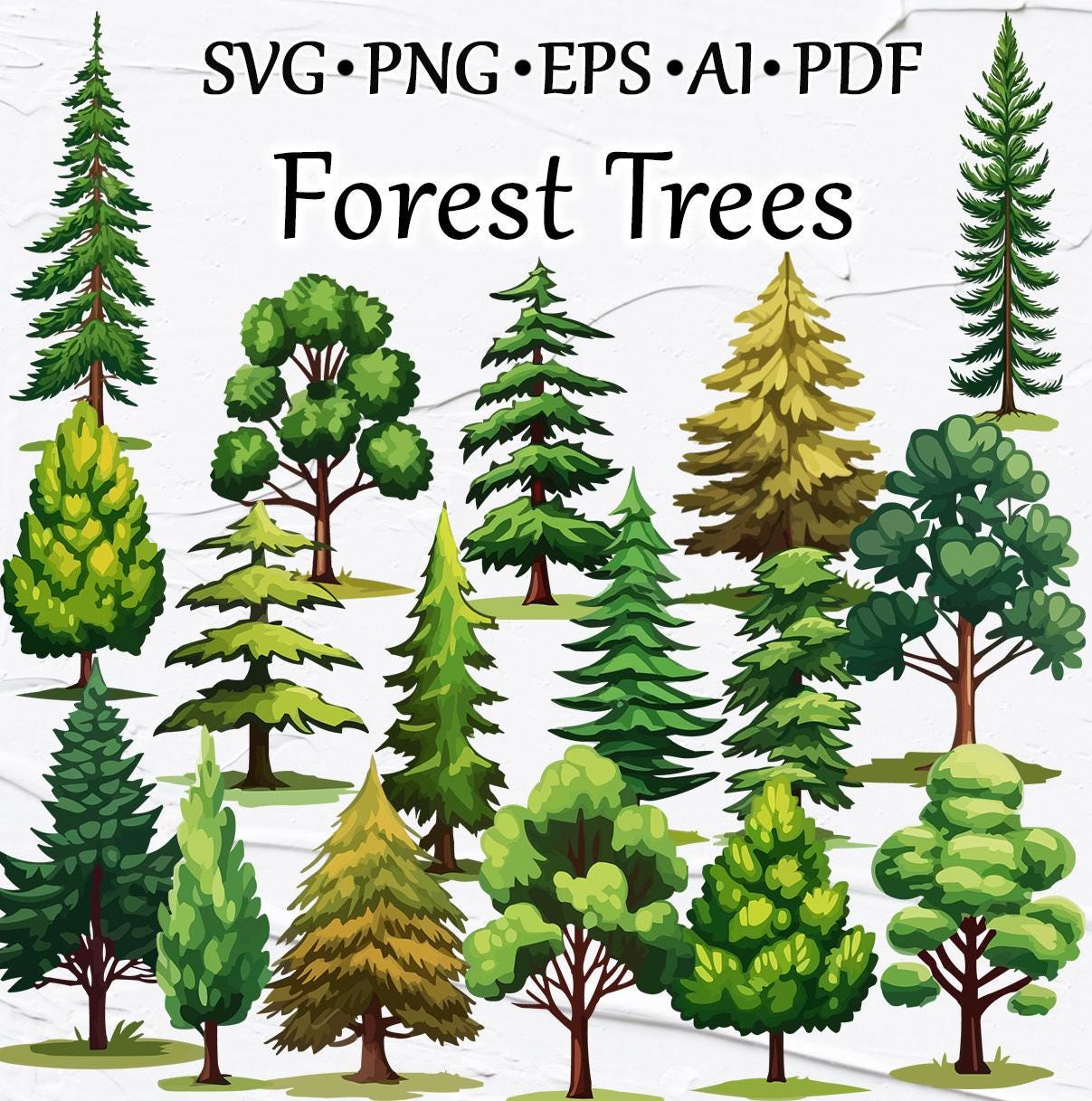 Forest Trees Clipart SVG. Tree Vector Clipart. Woodland Svg Clipart ...