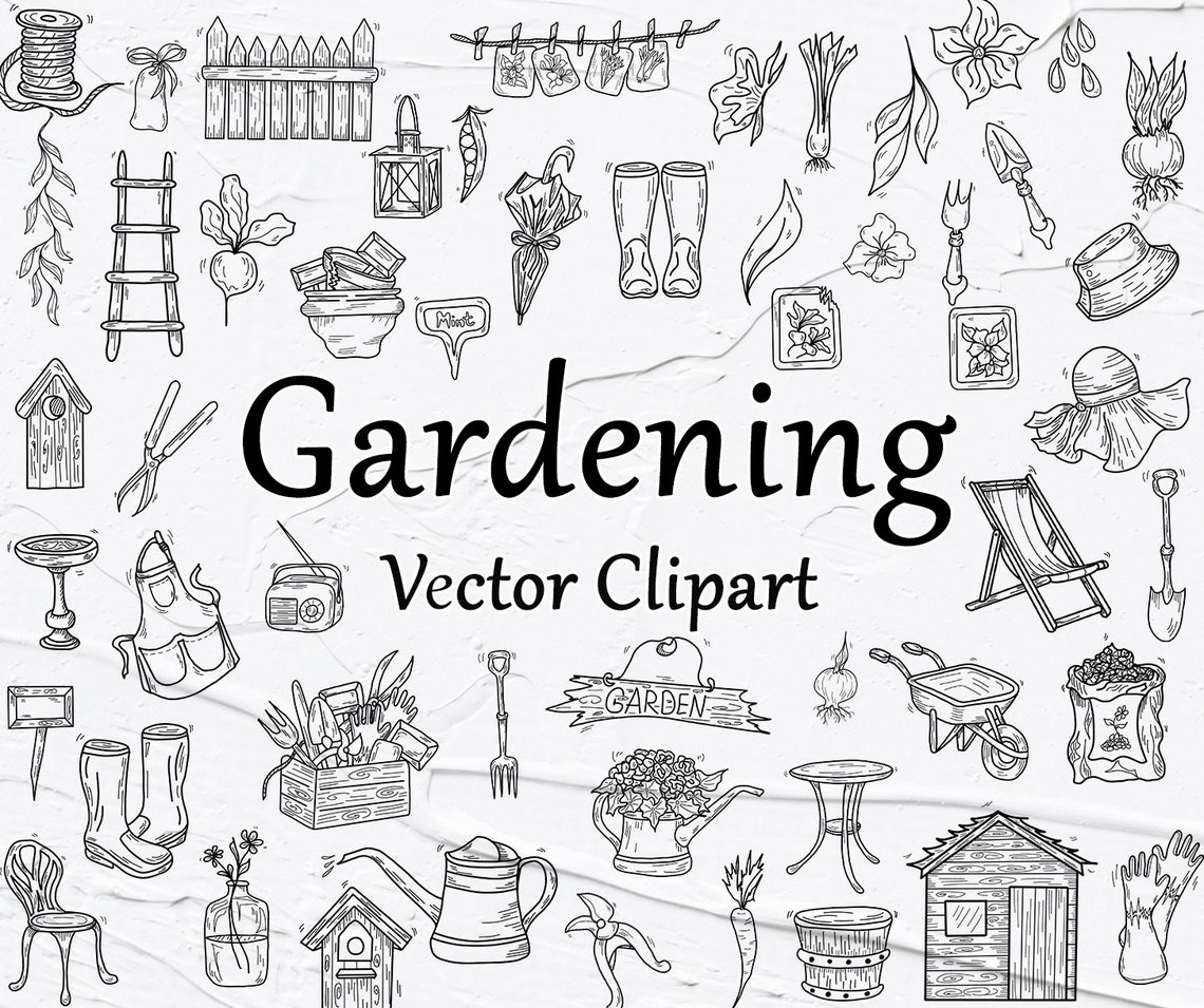 Gardening SVG Clipart, Vector Gardening Clipart, Garden Tools, Garden ...