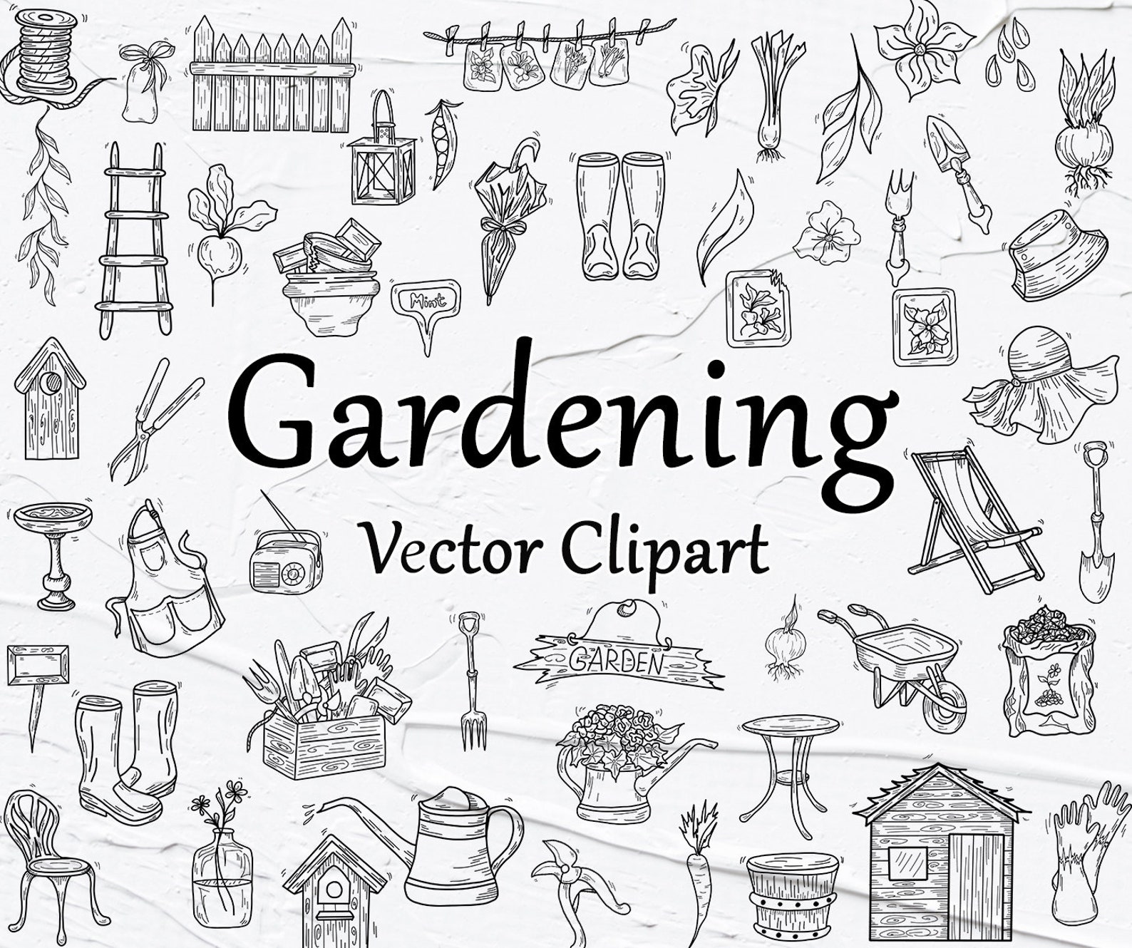 Gardening SVG Clipart, Vector Gardening Clipart, Garden Tools, Garden ...