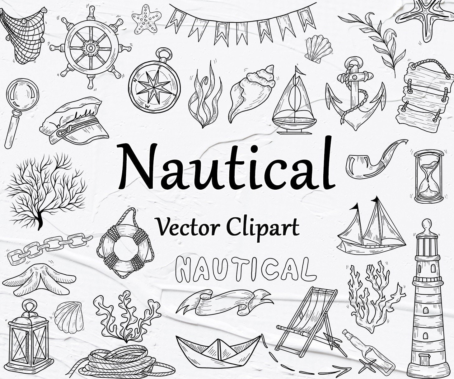 Nautical SVG Clipart, Vector Marine Clipart, Under the Sea Clipart ...