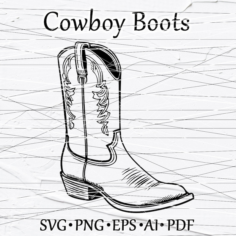 Cowboy Boots SVG, Western Boots Outlines. Rodeo Boots. Ranch, Cowgirl ...