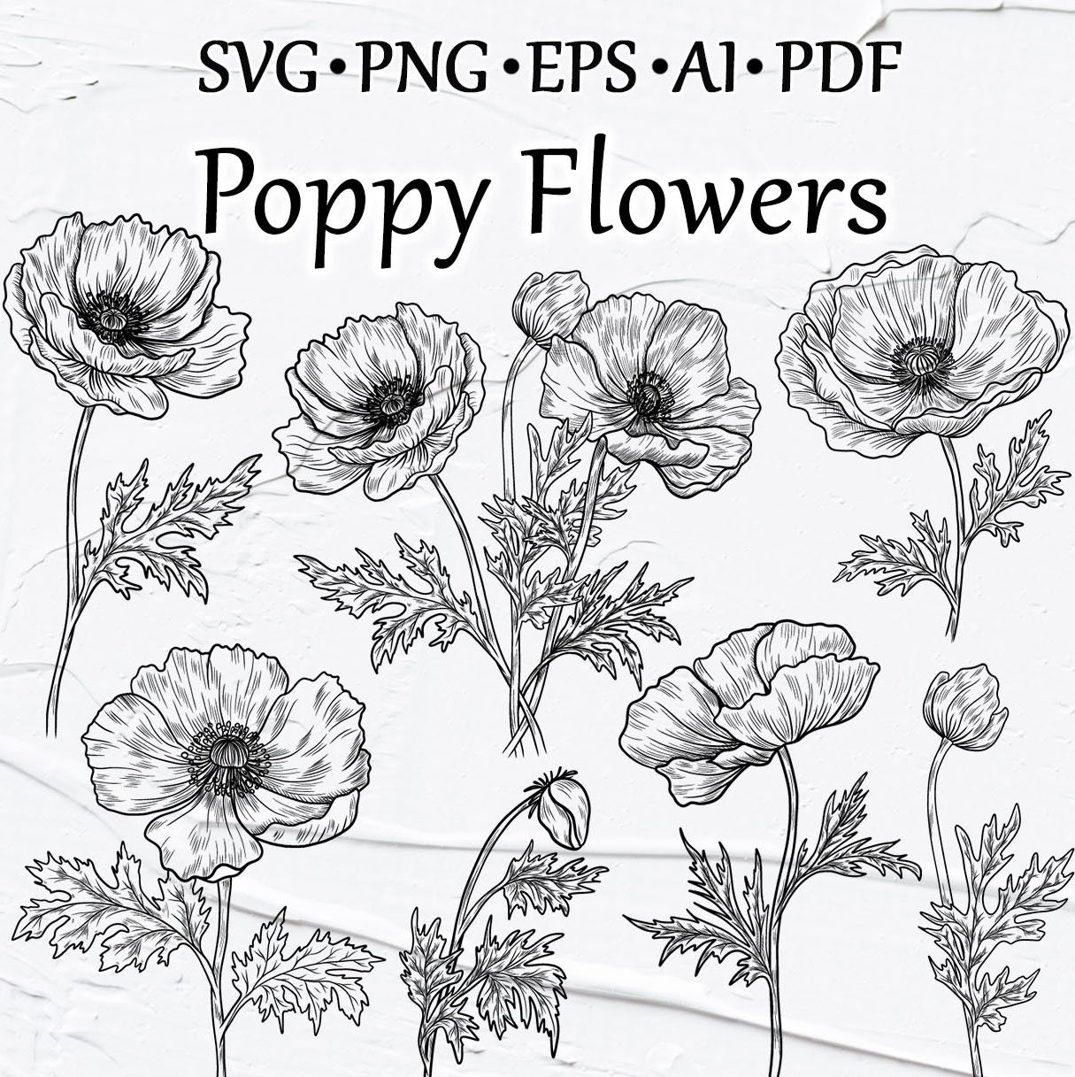 Poppy SVG Clipart, Vector Poppy Clipart, Wild Poppies, Floral Clipart ...