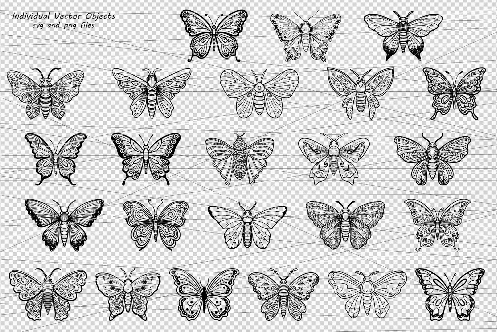 Moths SVG Clipart. Moth Line Art SVG. Butterfly Outline Vector Clipart ...