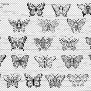 Moths SVG Clipart. Moth Line Art SVG. Butterfly Outline Vector Clipart ...