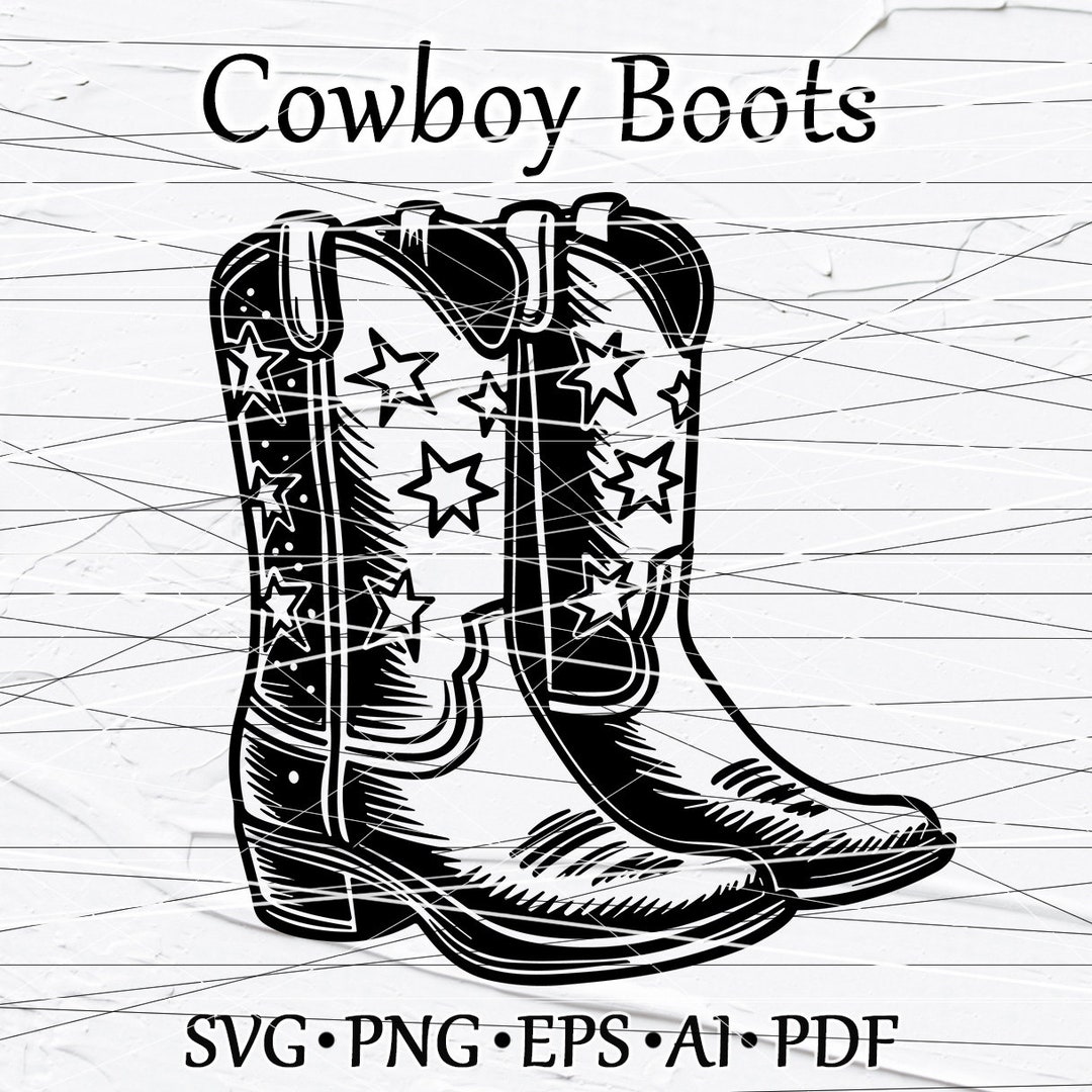 Cowboy Boots SVG, Western Boots Outlines. Rodeo Boots. Ranch, Cowgirl ...