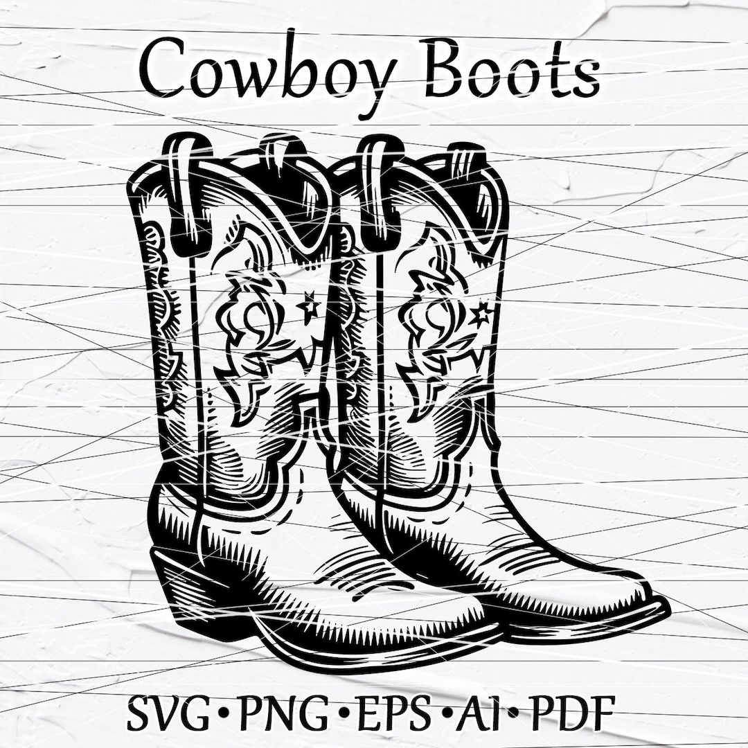 Cowboy Boots SVG, Western Boots Outlines. Rodeo Boots. Ranch, Cowgirl ...