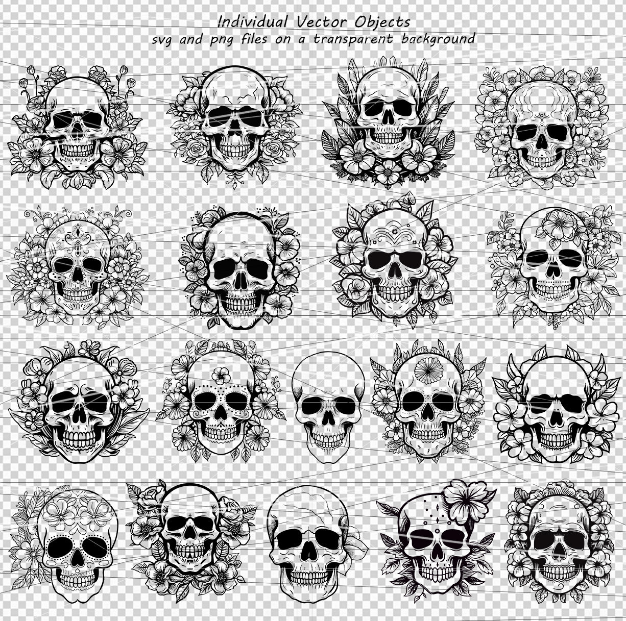 Floral Scull Clipart. Frolal Scull Svg Clipart. Skull SVG. Cricut ...