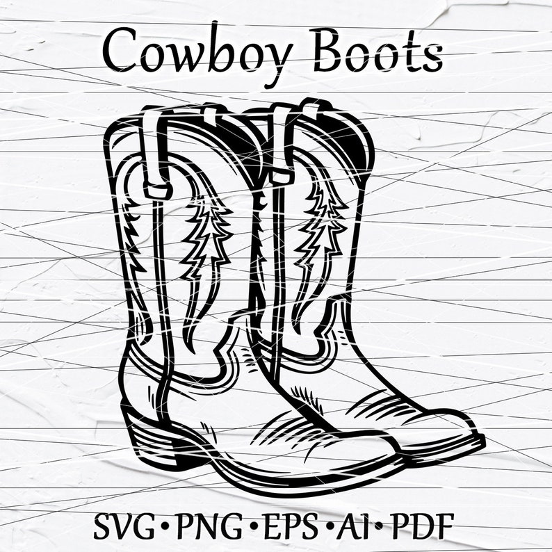 Cowboy Boots SVG, Western Boots Outlines. Rodeo Boots. Ranch, Cowgirl ...