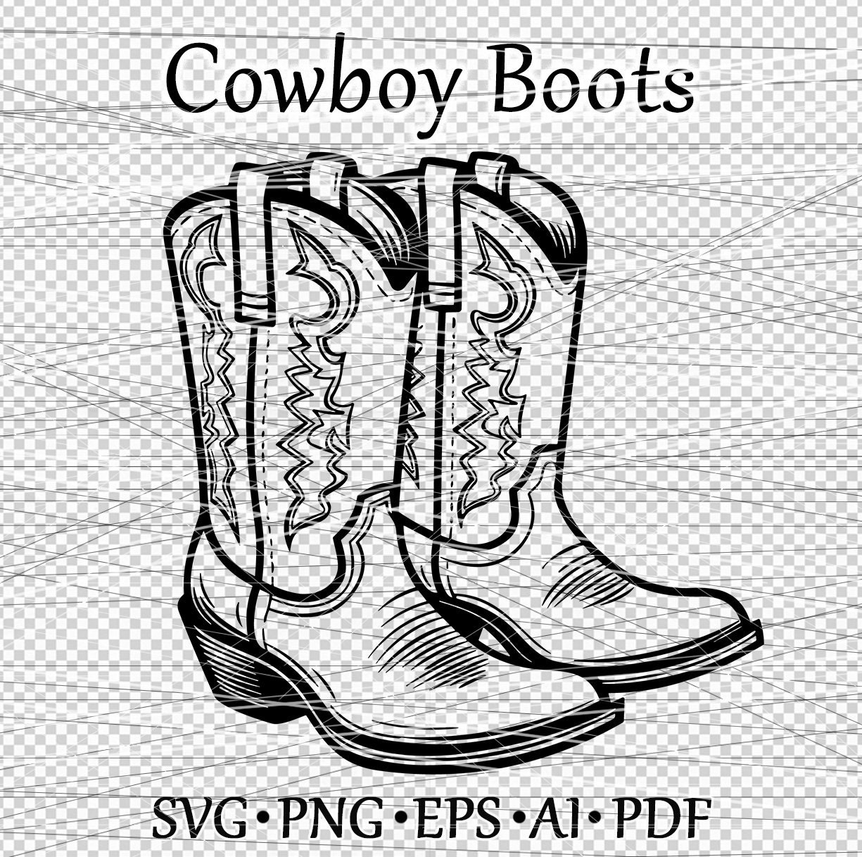 Cowboy Boots SVG, Western Boots Outlines. Rodeo Boots. Ranch, Cowgirl Boots. Svg Files for ...