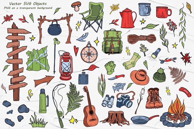 Camping Svg Clipart. Woodland Camping Clipart. Vector Wild Camping ...