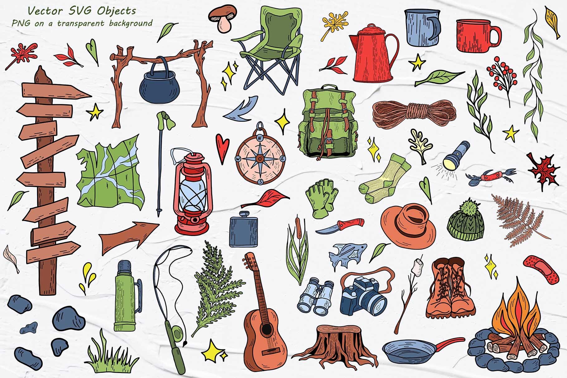 Camping Svg Clipart. Woodland Camping Clipart. Vector Wild Camping ...