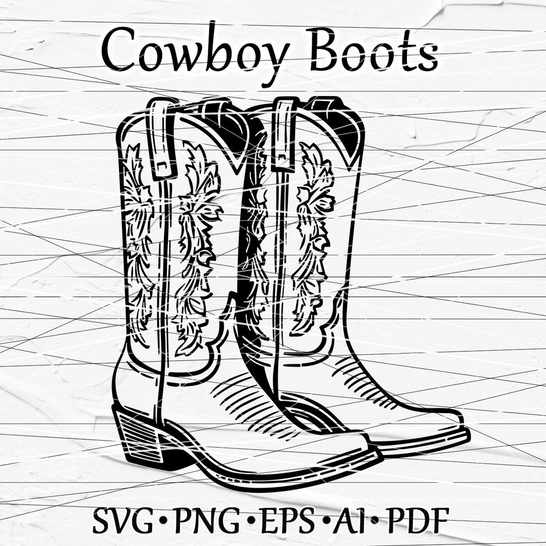 Cowboy Boots SVG, Western Boots Outlines. Rodeo Boots. Ranch, Cowgirl ...