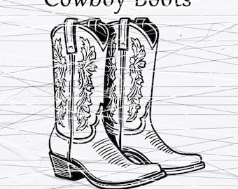 Cowboy Boots SVG, Western Boots Outlines. Rodeo Boots. Ranch, Cowgirl ...