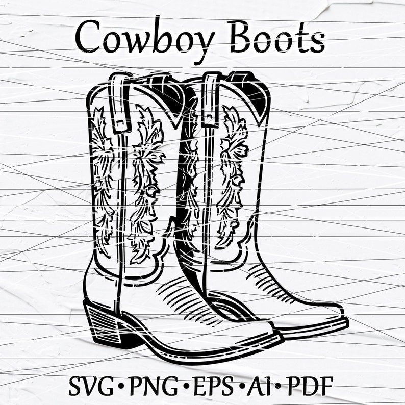 Cowboy Boots SVG, Western Boots Outlines. Rodeo Boots. Ranch, Cowgirl ...