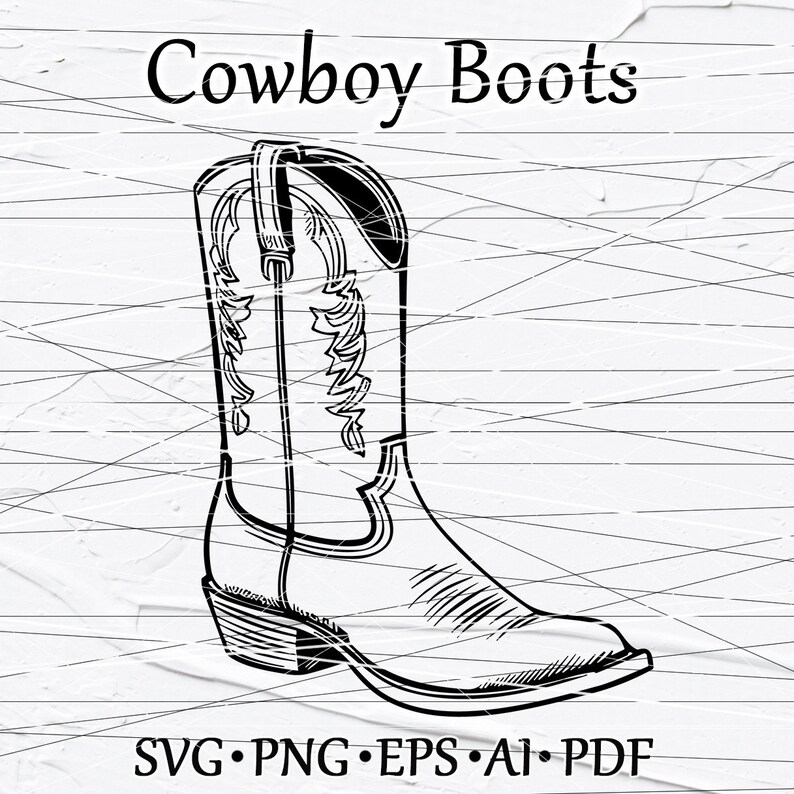 Cowboy Boots SVG, Western Boots Outlines. Rodeo Boots. Ranch, Cowgirl ...