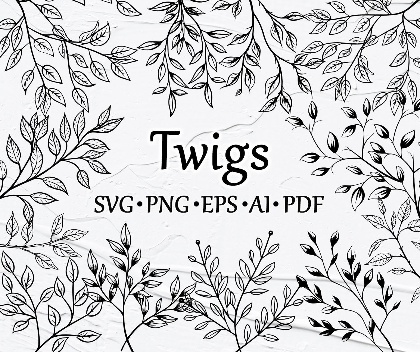 Twigs Clipart SVG. Spring Outline Vector Clipart. Floral Svg Clipart ...