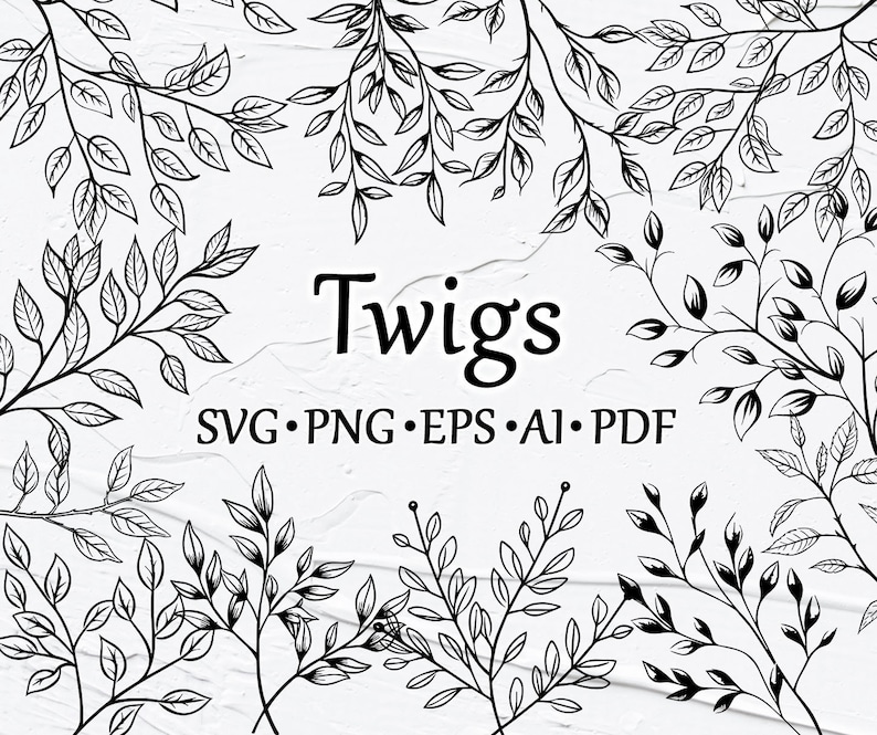 Twigs Clipart SVG. Spring Outline Vector Clipart. Floral Svg Clipart ...