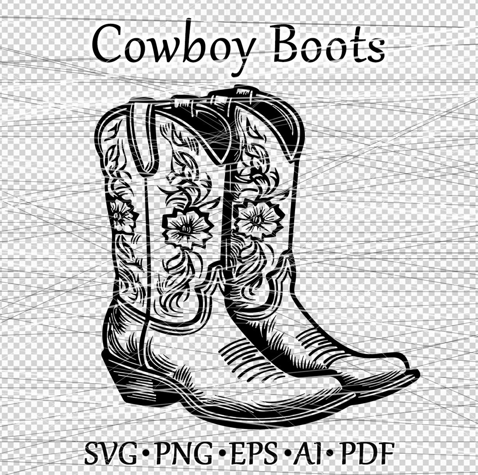 Cowboy Boots SVG, Western Boots Outlines. Rodeo Boots. Ranch, Cowgirl ...
