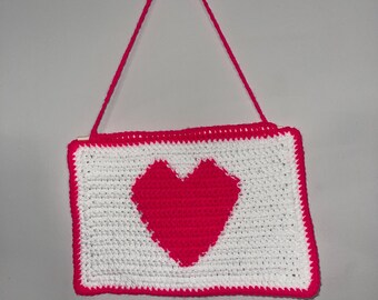 Valentine's Day Wall Hanging Crochet Wall Hanging Checker Heart ...