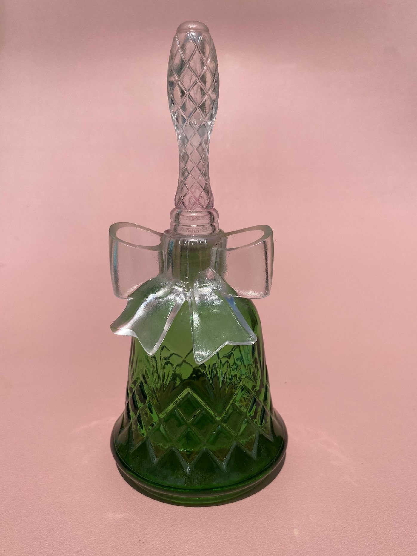 Collectible Vintage Avon Charisma Perfume Green Pressed Glass Hand Bell ...