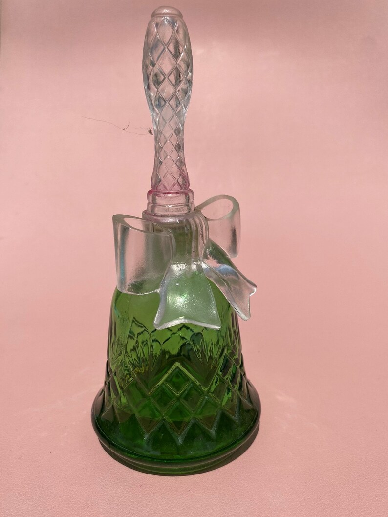 Collectible Vintage Avon Charisma Perfume Green Pressed Glass Hand Bell ...