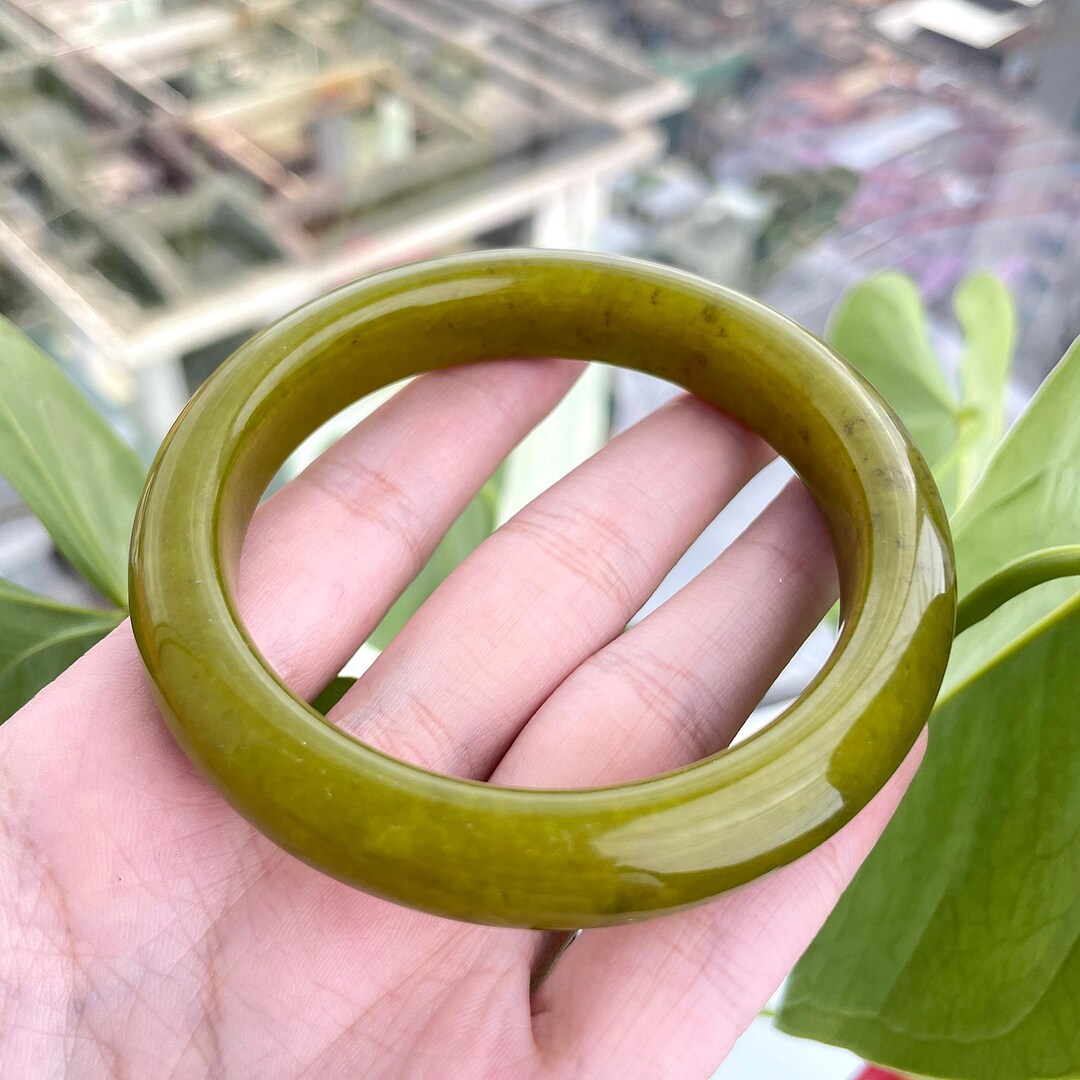 Real Jade Bangle Green Serpentine Bangle: Authentic Xiu Jade (60mm) - Etsy