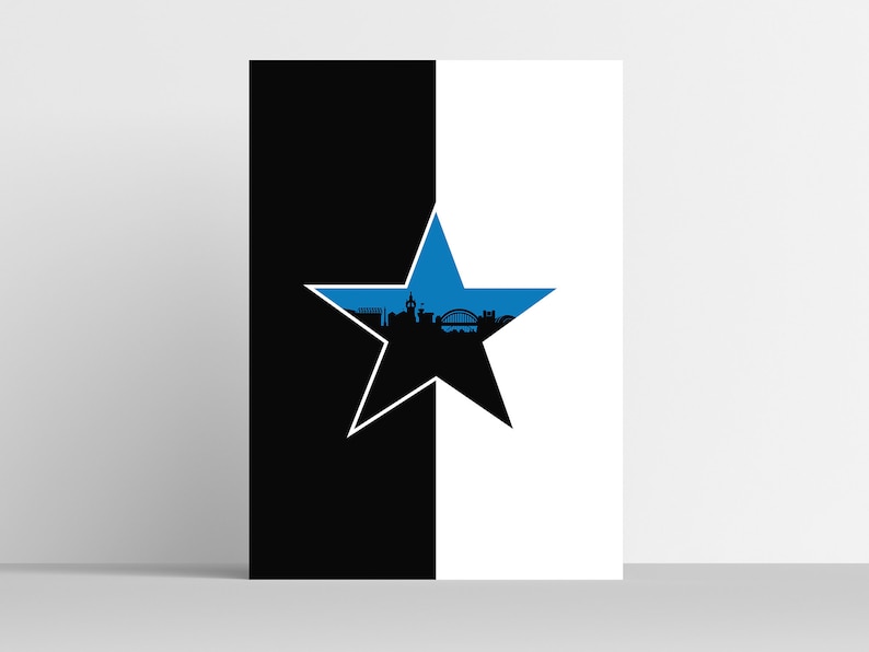 Newcastle Blue Star Illustration Print - Etsy