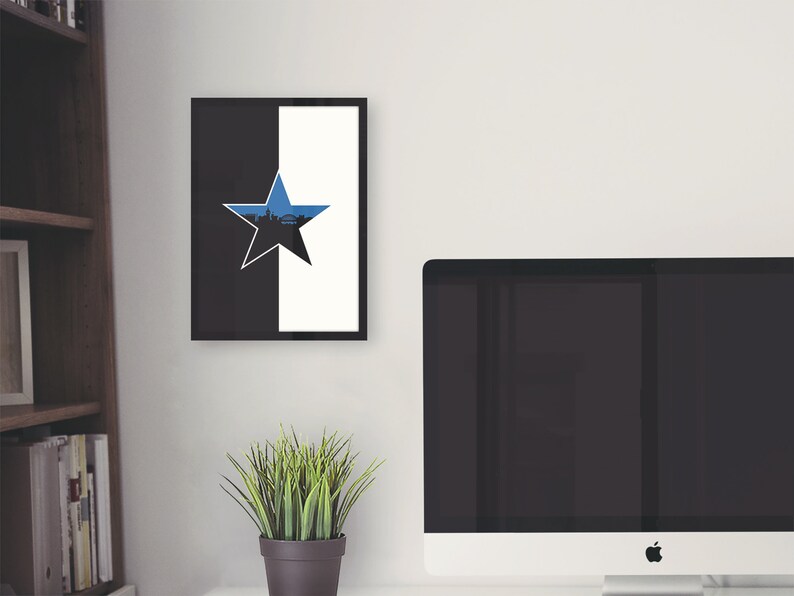 Newcastle Blue Star Illustration Print - Etsy