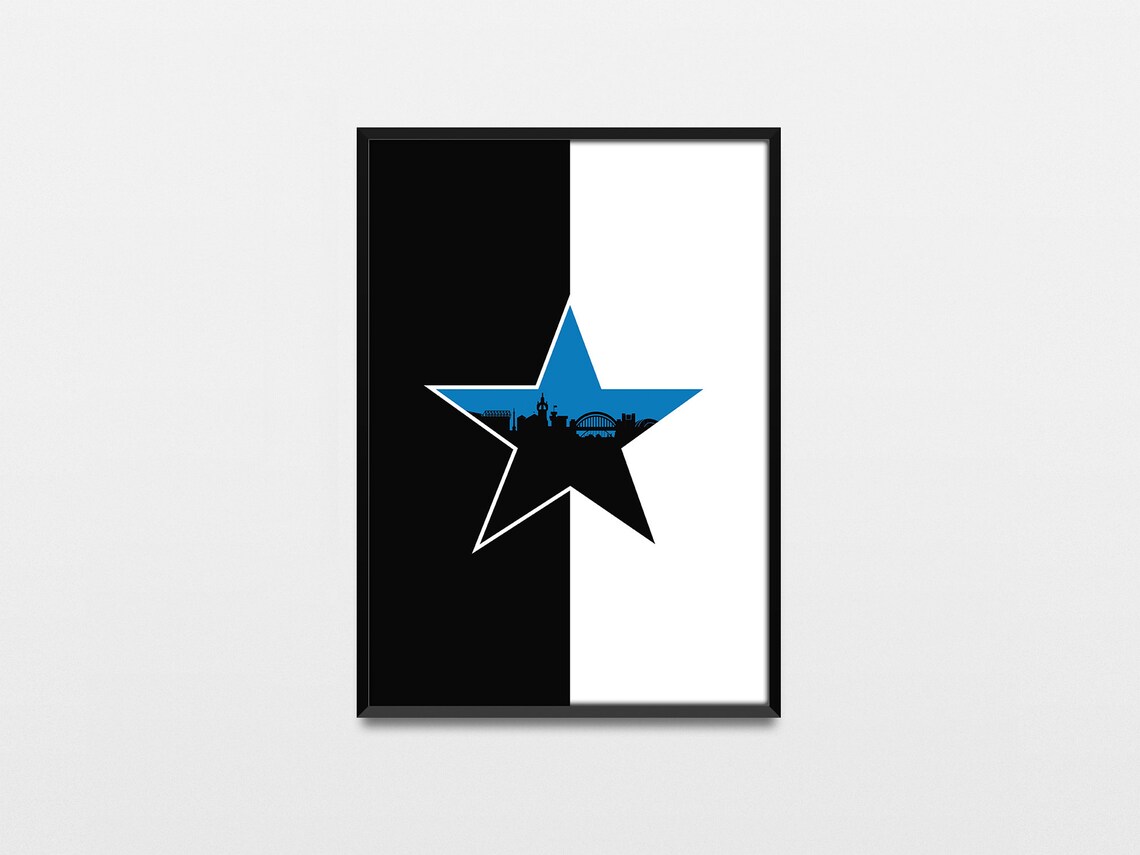 Newcastle Blue Star Illustration Print - Etsy