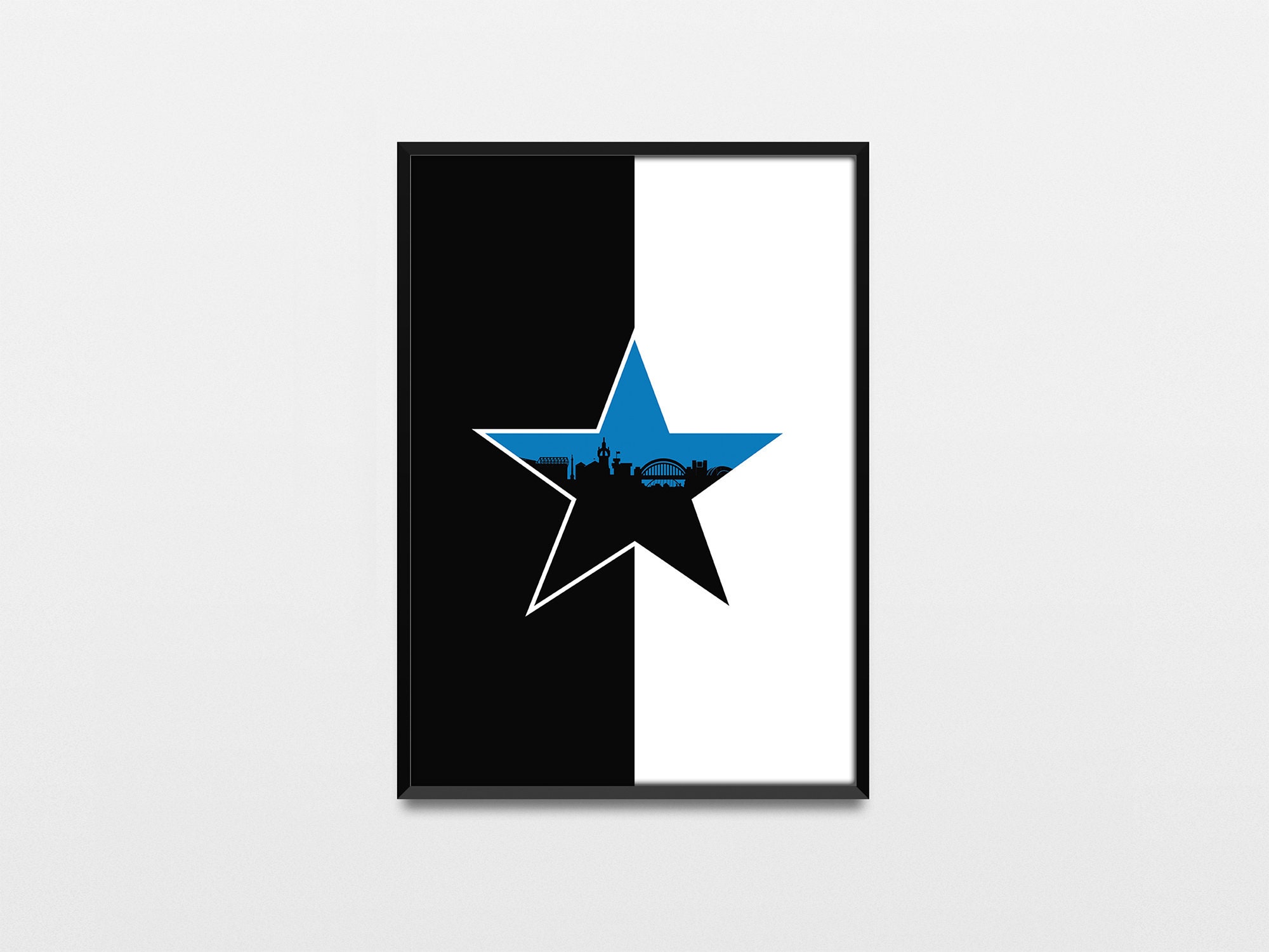 Newcastle Blue Star Illustration Print - Etsy