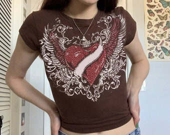 Rhinestone Shirt Y2k - Etsy