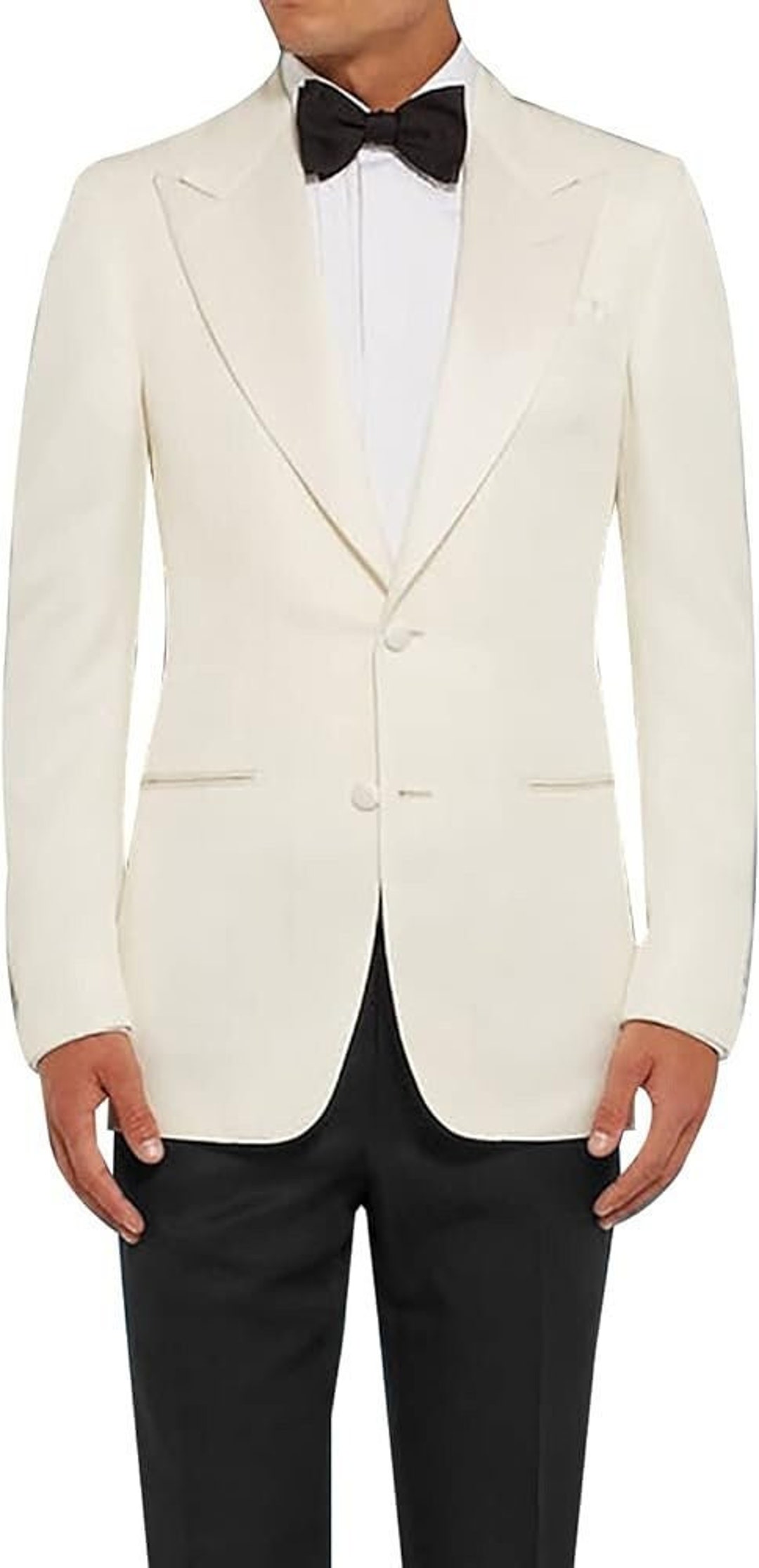Men's Ivory White Blazer Peak Lapel 2 Buttons Premium Coat Prom Blazer ...