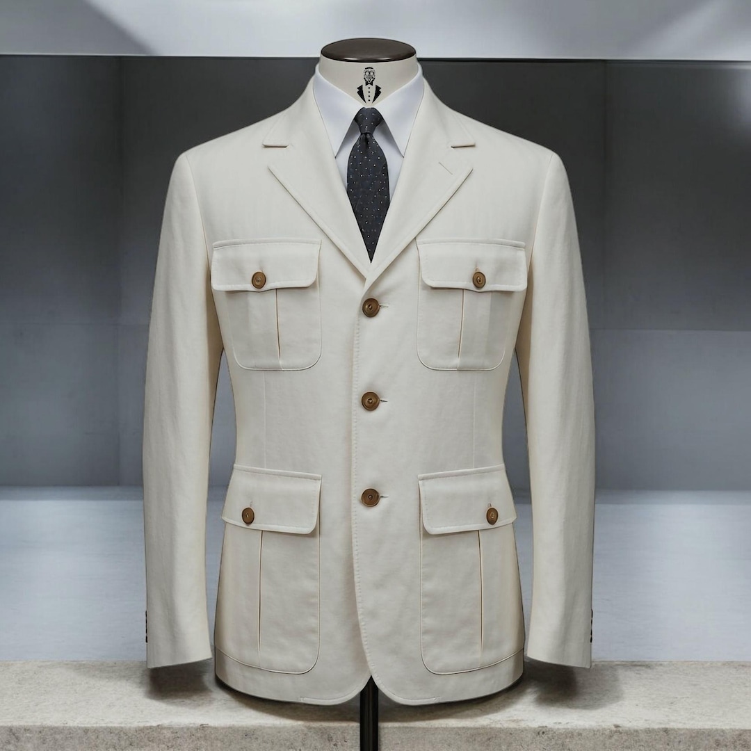 Men's Cotton Linen Safari Coat: Classic Travel Jacket - Etsy