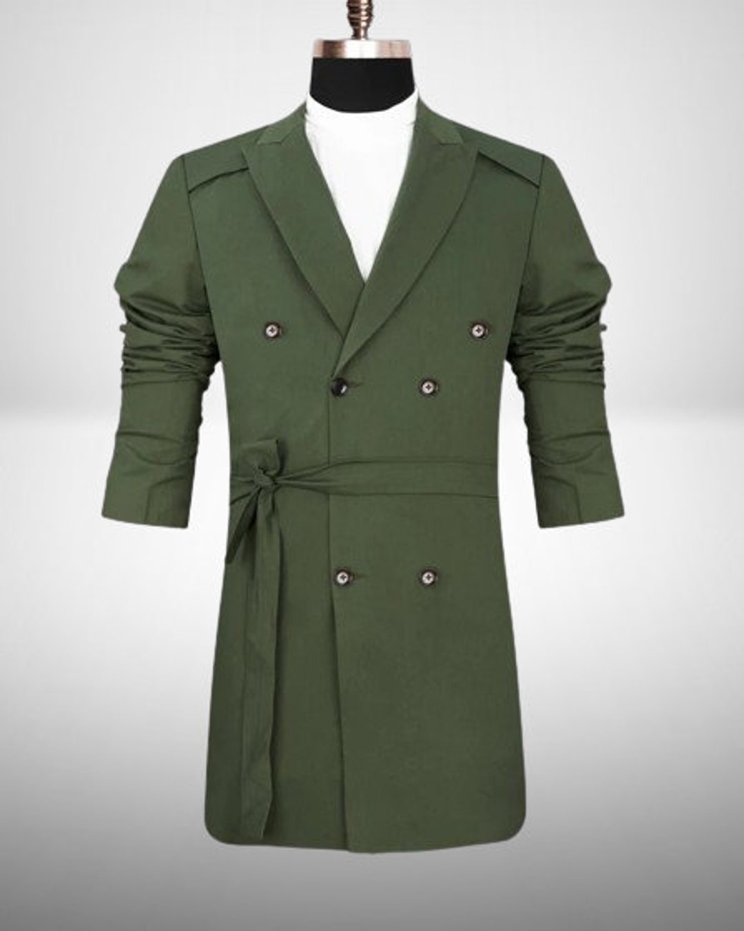 Men's Rifle Trench Overcoat Cotton Knee Length Long Coat Summer Wear ...