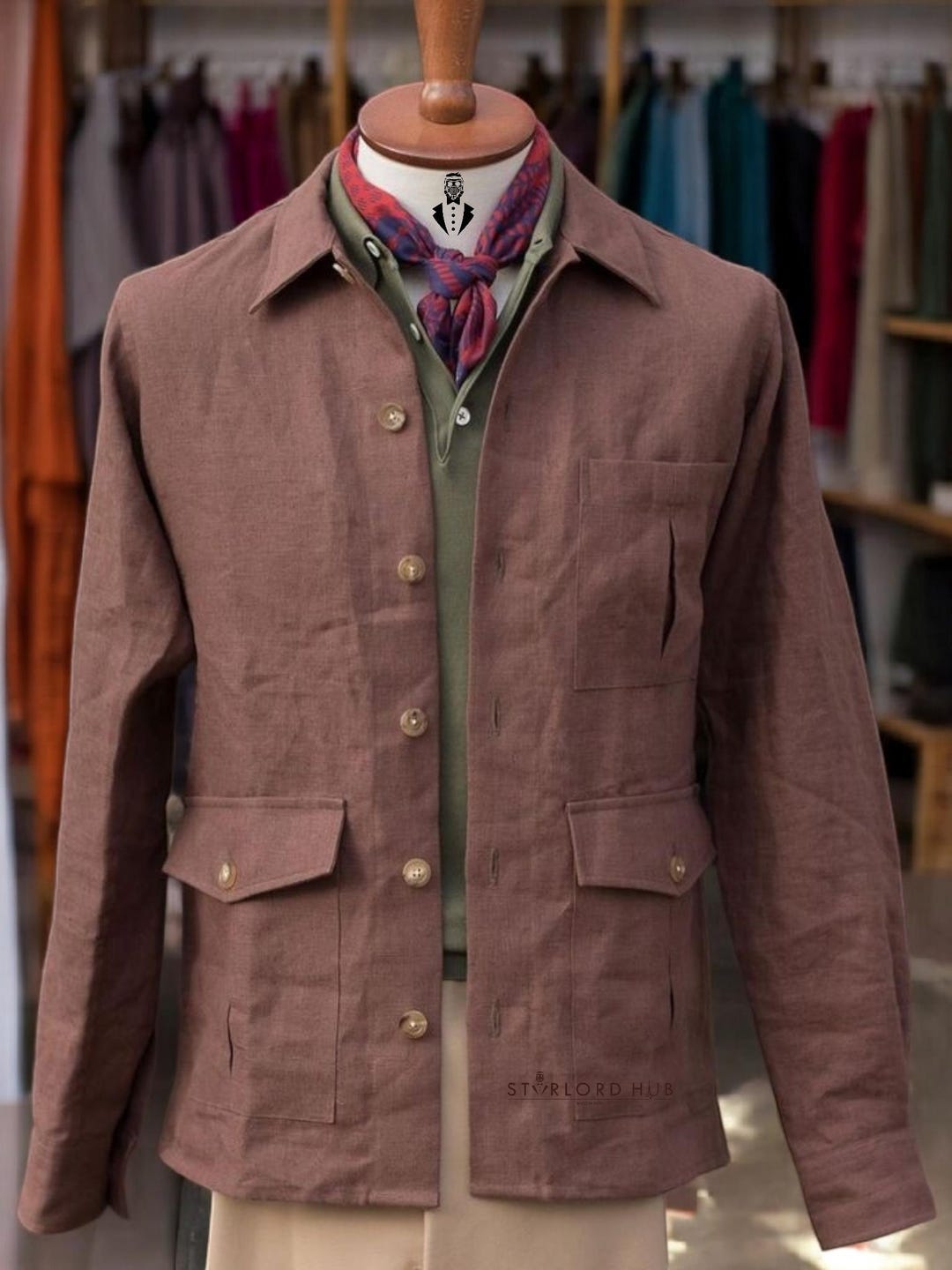 Summer Pure Linen Safari Shacket for Travel, Ceremony, Casual Summer ...