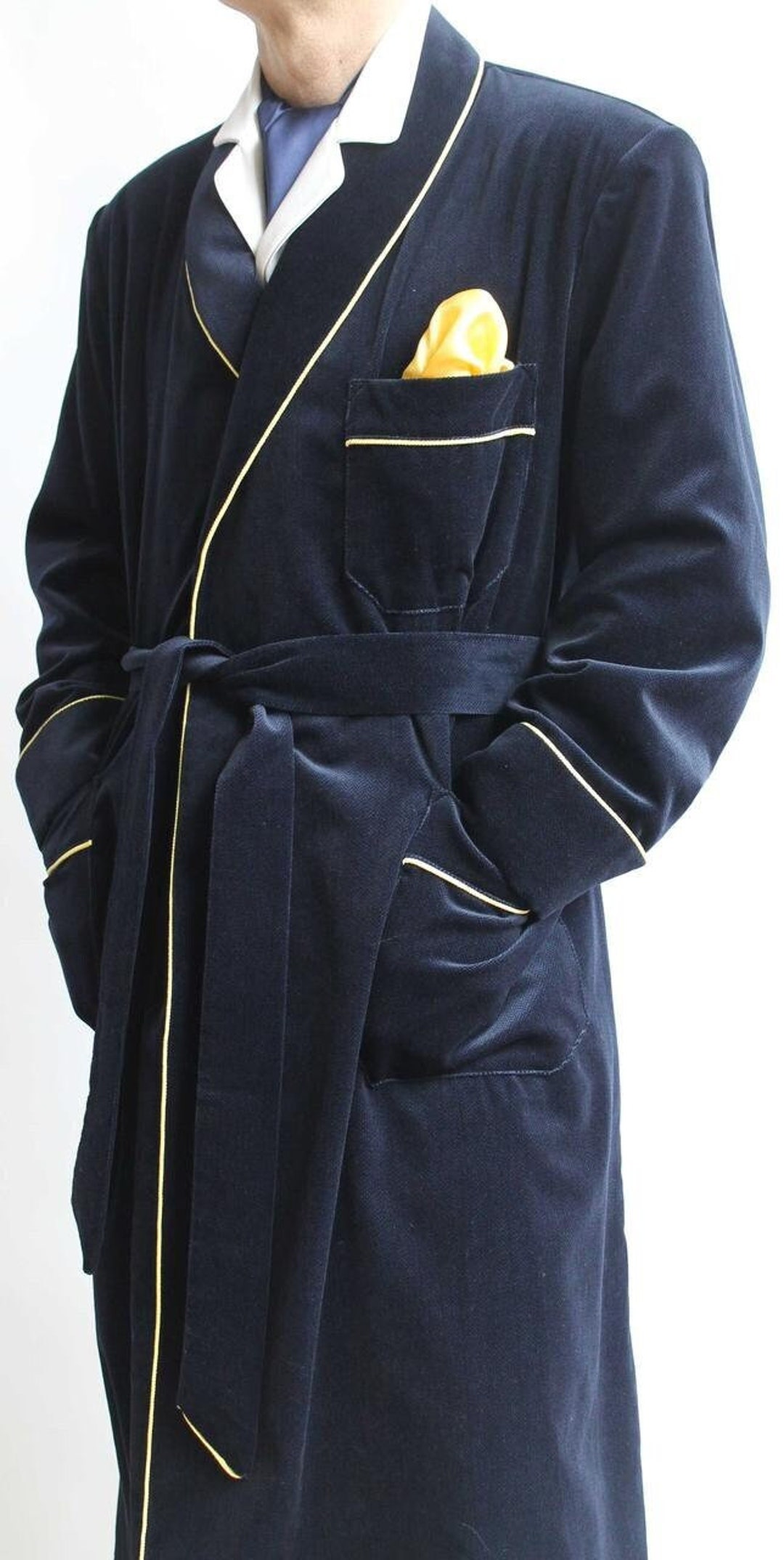 Men's Smoking Robe Black Velvet Gown Vintage - Etsy
