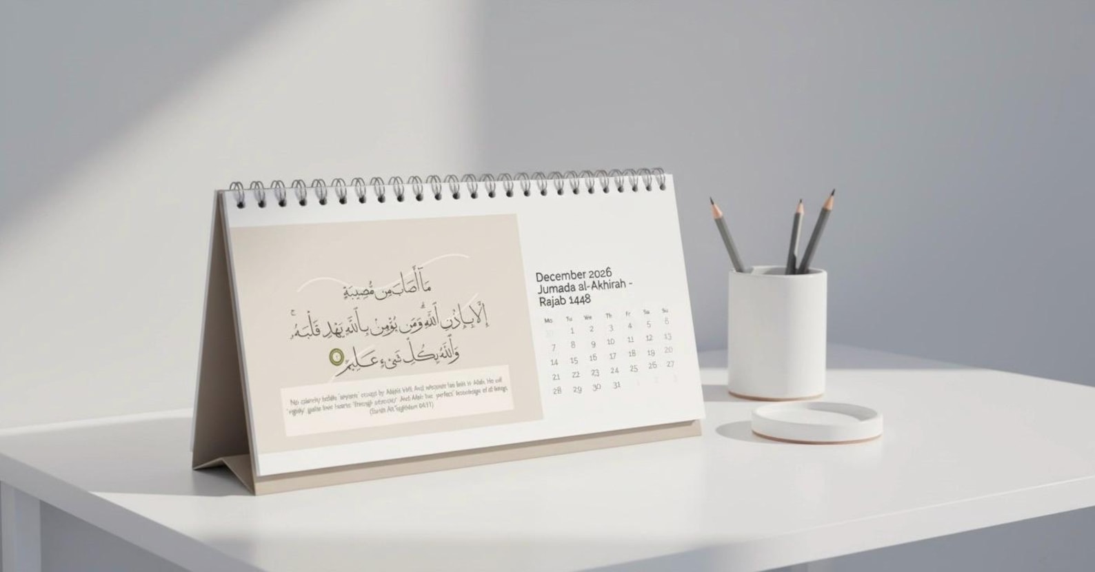 2026 Islamic Minimalist Desk Calendar | Personalised Muslim Gift ...