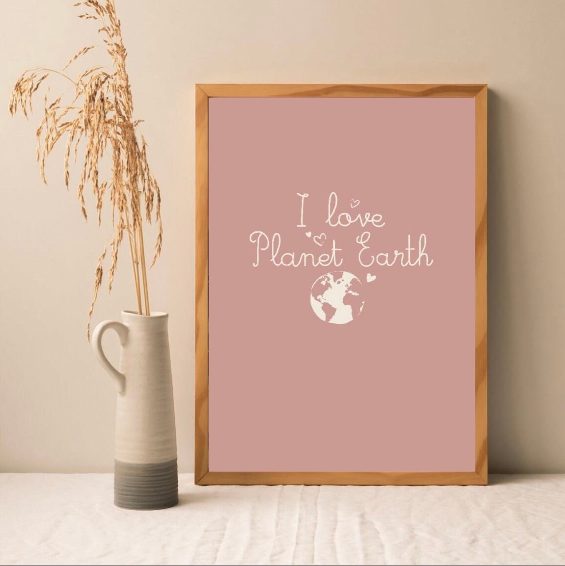 Cursive I Love Planet Earth Slogan Poster Print,typography Print ...