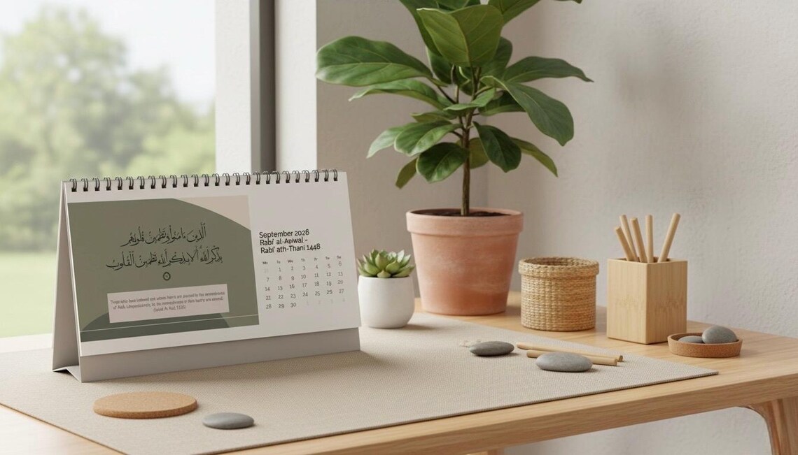2026 Islamic Minimalist Desk Calendar | Personalised Muslim Gift ...