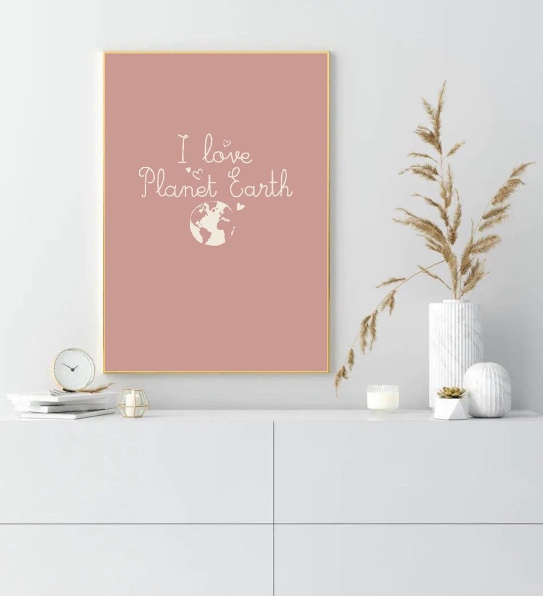 Cursive I Love Planet Earth Slogan Poster Print,typography Print ...
