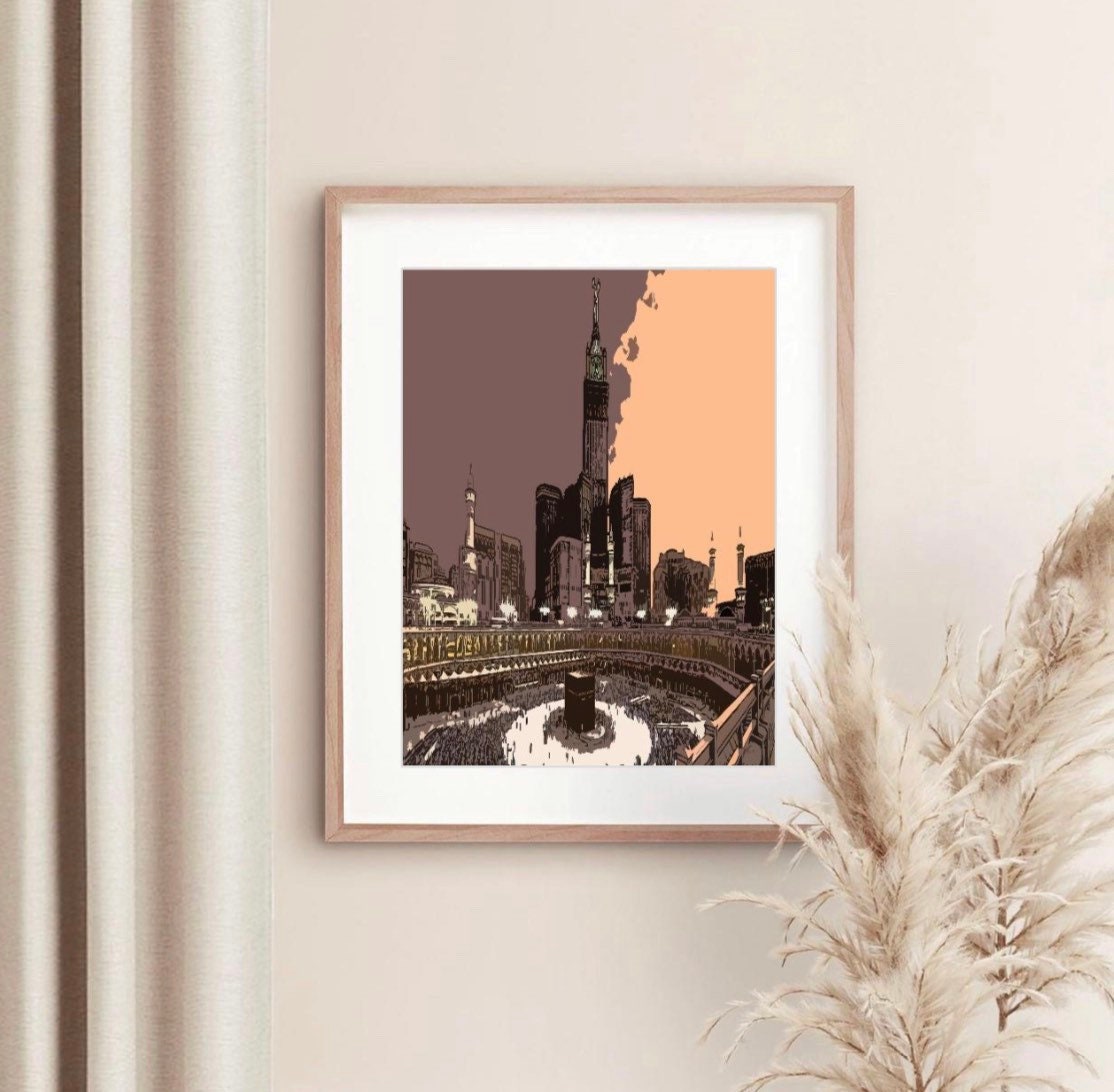 Kaaba Pink Artistic Modern Arabic Islamic Poster,printable Wall Art ...