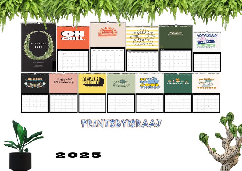 2025 A4-A3 Wall Calendar-slogan Motivational Quotes Wall Calendar-12 ...