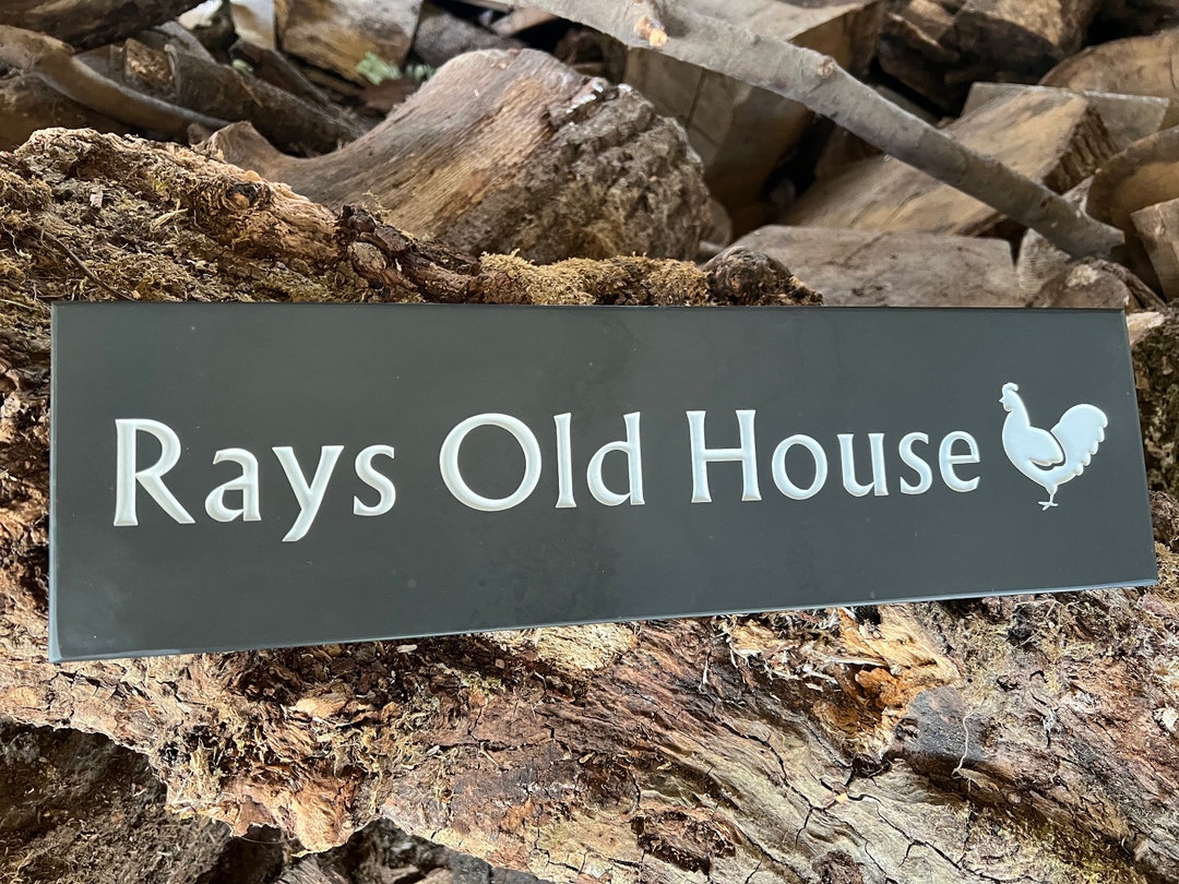 18” X 5” Deeply Engraved Welsh Slate House Signs - Secret Fixings ...