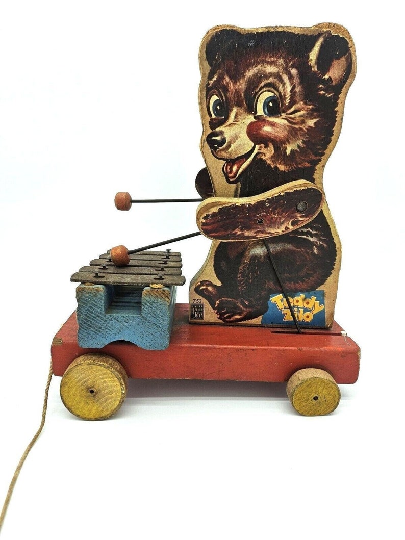 Vintage Original Fisher Price Teddy Zilo # 752 Xylophone Pull Toy - Etsy