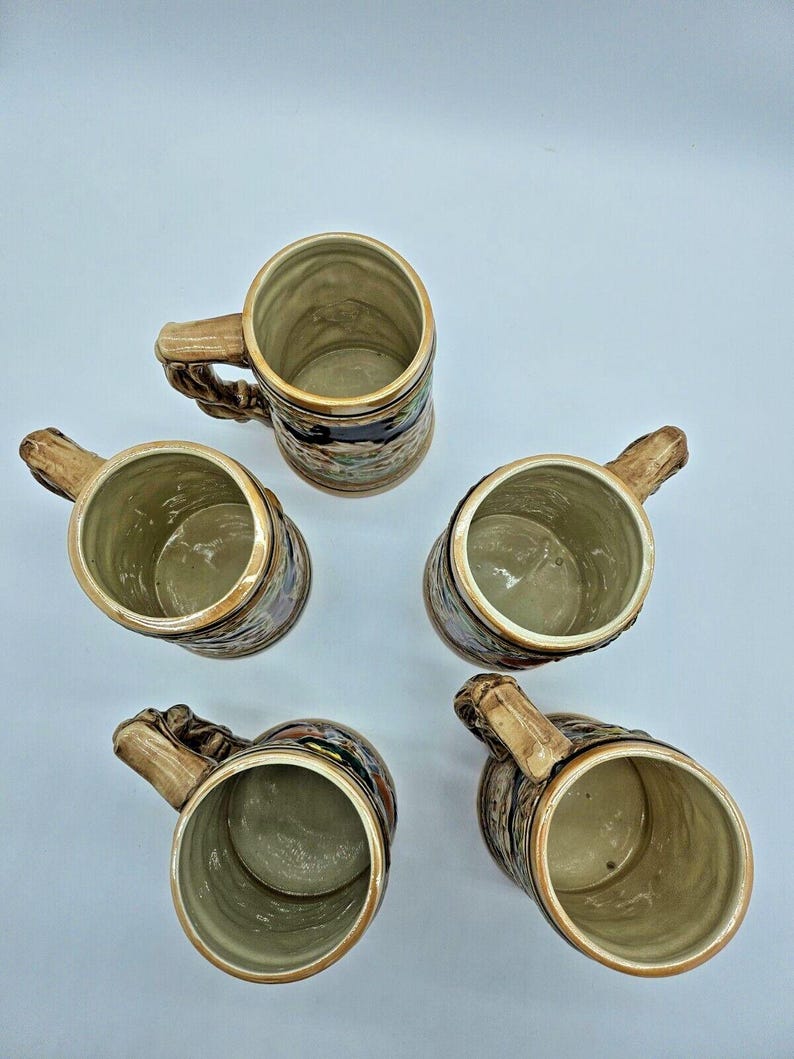 Vintage German Style Beer Stein Set of 5 Village Family Made in Japan ...