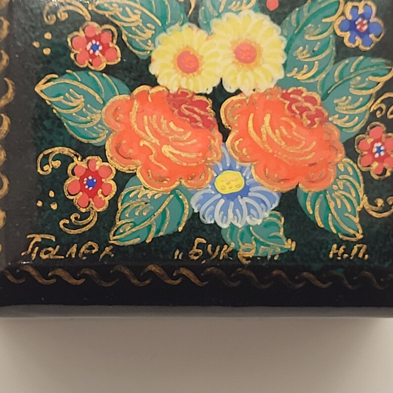 Vintage Russian Hand Painted Lacquered Trinket Box - Etsy
