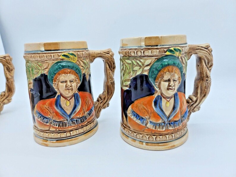 Vintage German Style Beer Stein Set of 5 Village Family Made in Japan ...