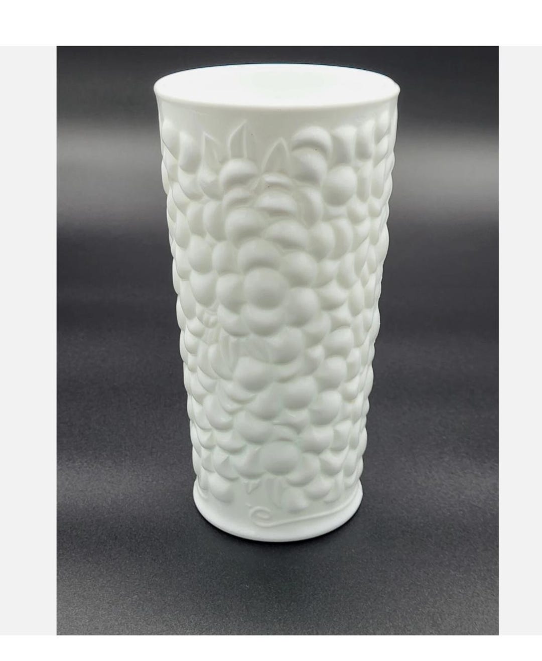 Vintage Milk Glass Grape Patterned Vase - Etsy