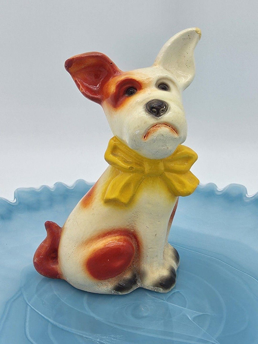 Vintage Chalkware Terrier Glazed Figurine - Etsy